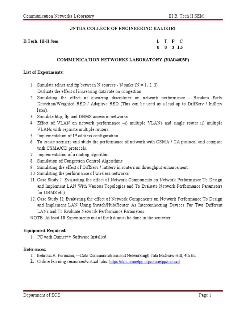 R20 DCN Lab Manual Draft | PDF | Databases | Computer Network