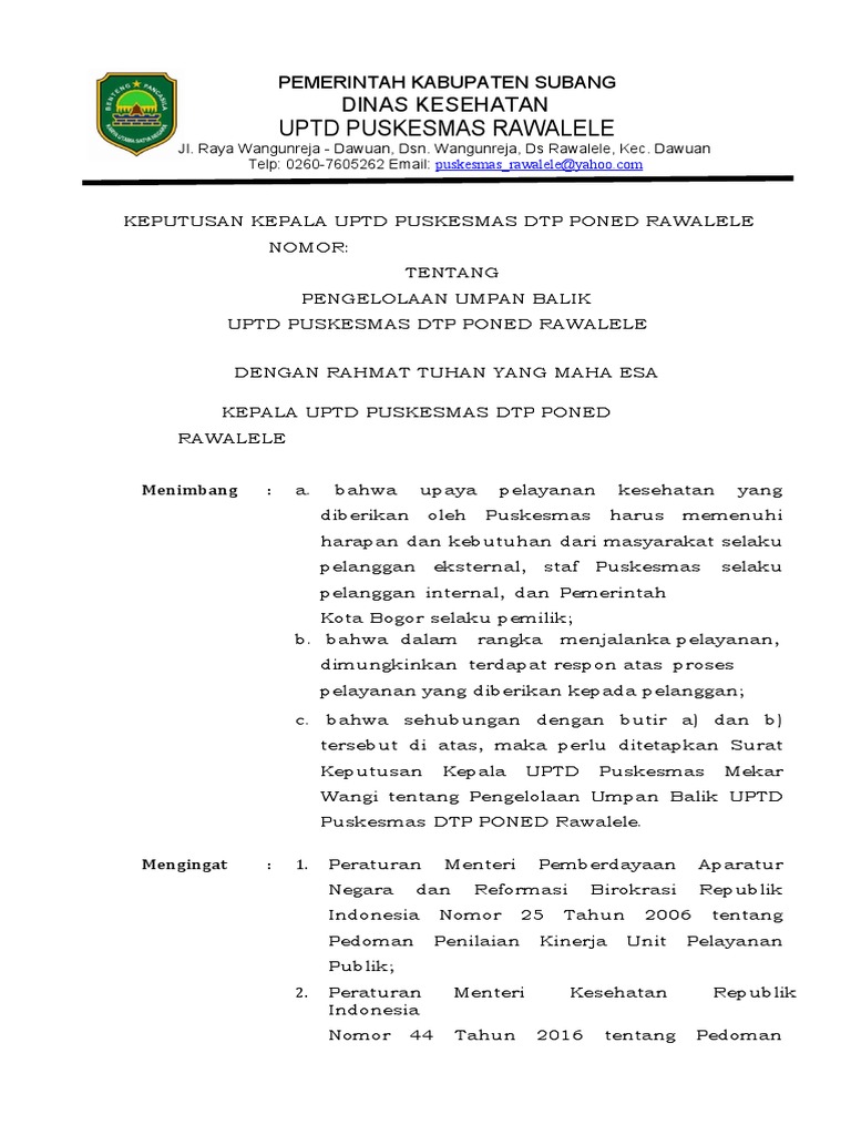 EP.1.1.2.d SK Pengelolaan Umpan Balik | PDF