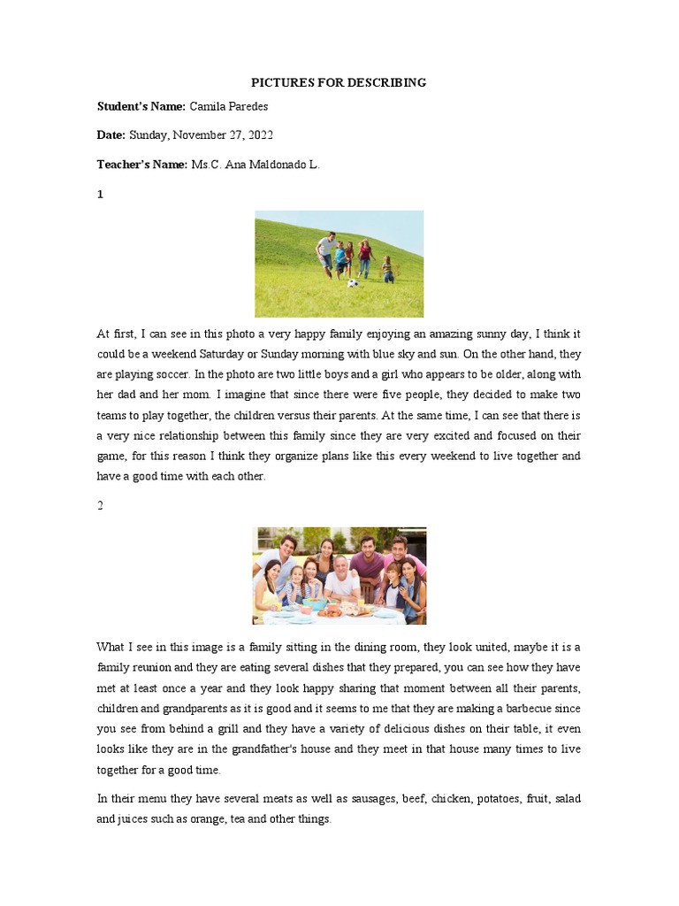 Pictures For Describing | PDF | Wellness