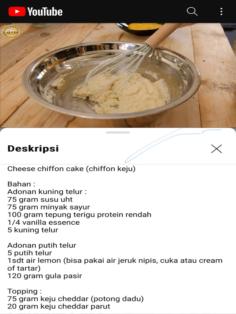 Resep Cheese Chiffon Cake - YouTube | PDF | Memasak, Makanan, & Anggur