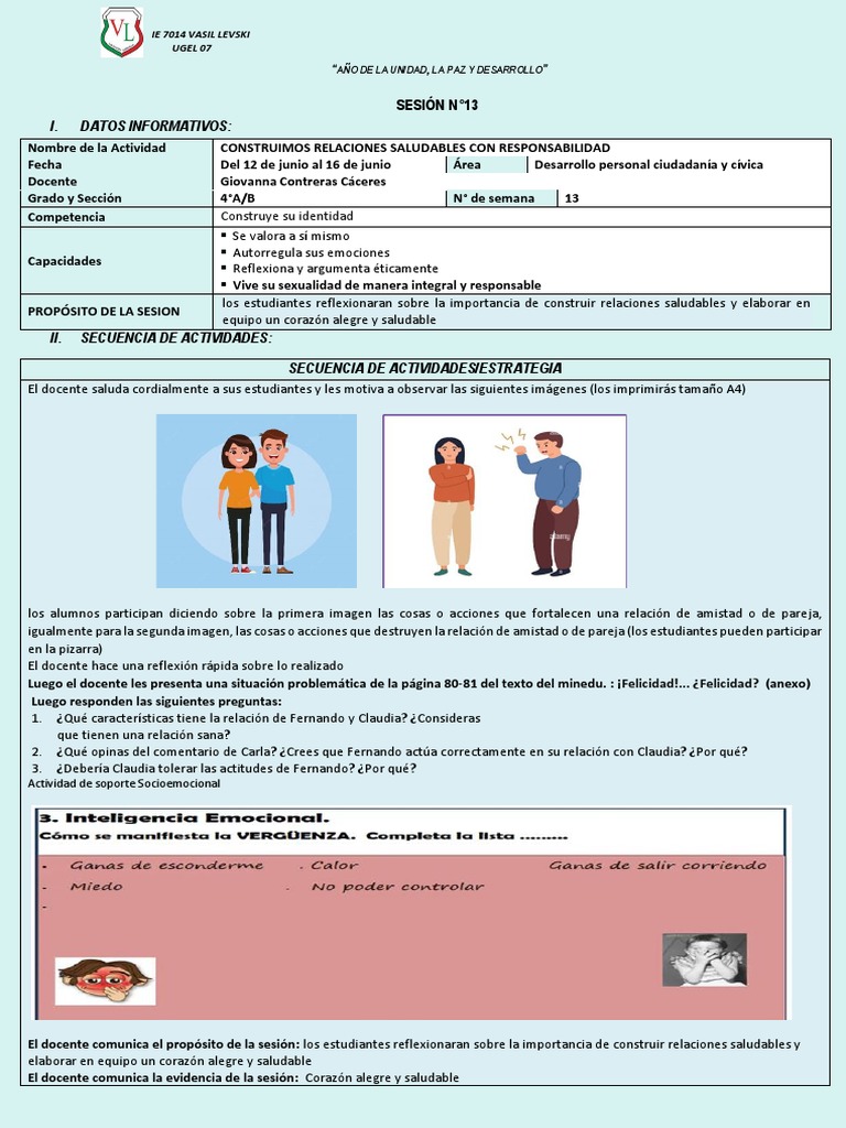 Sesion 13 EDA 4 DPCC 4°AB | PDF | Amor | Evaluación