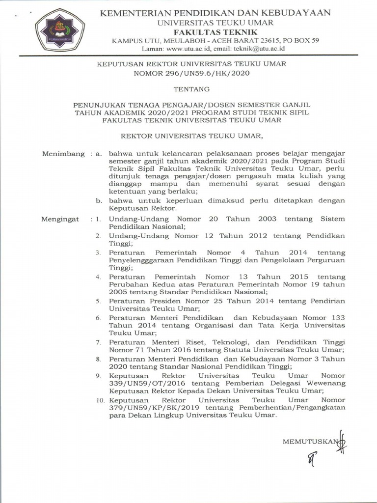 SK Mengajar Ganjil 2020-2021 | PDF