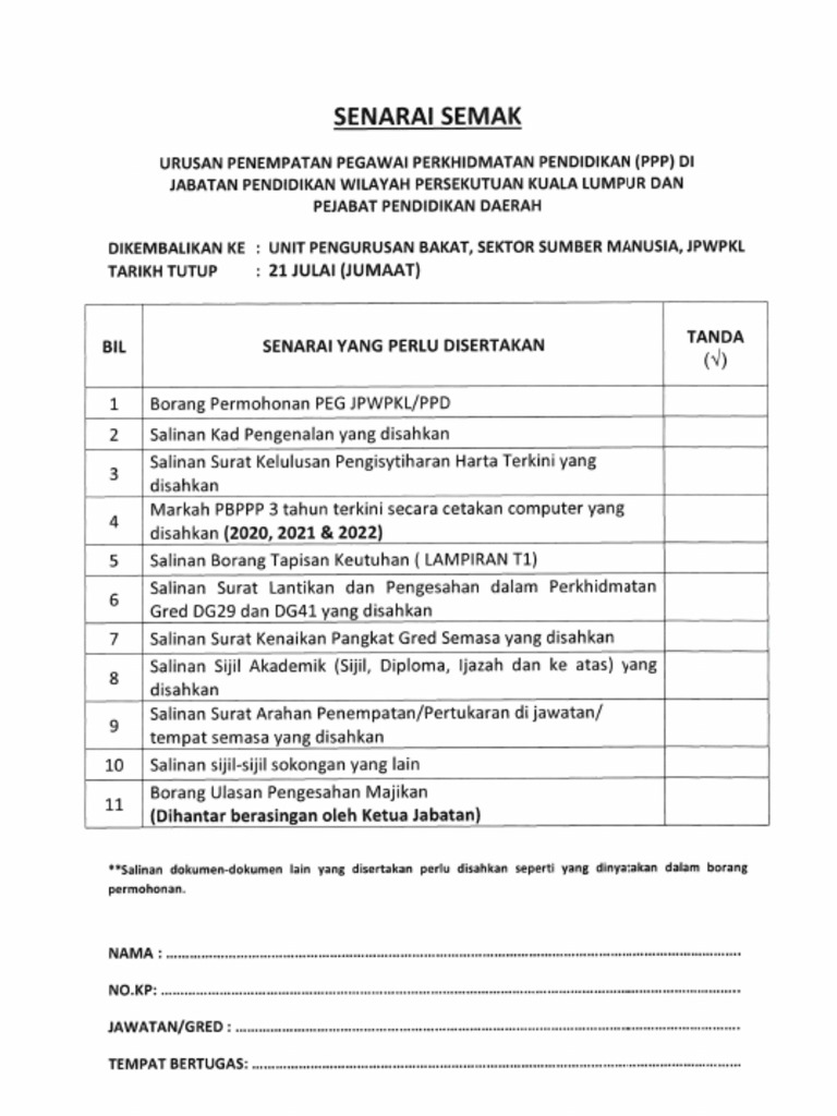 SENARAI SEMAK PERMOHONAN | PDF