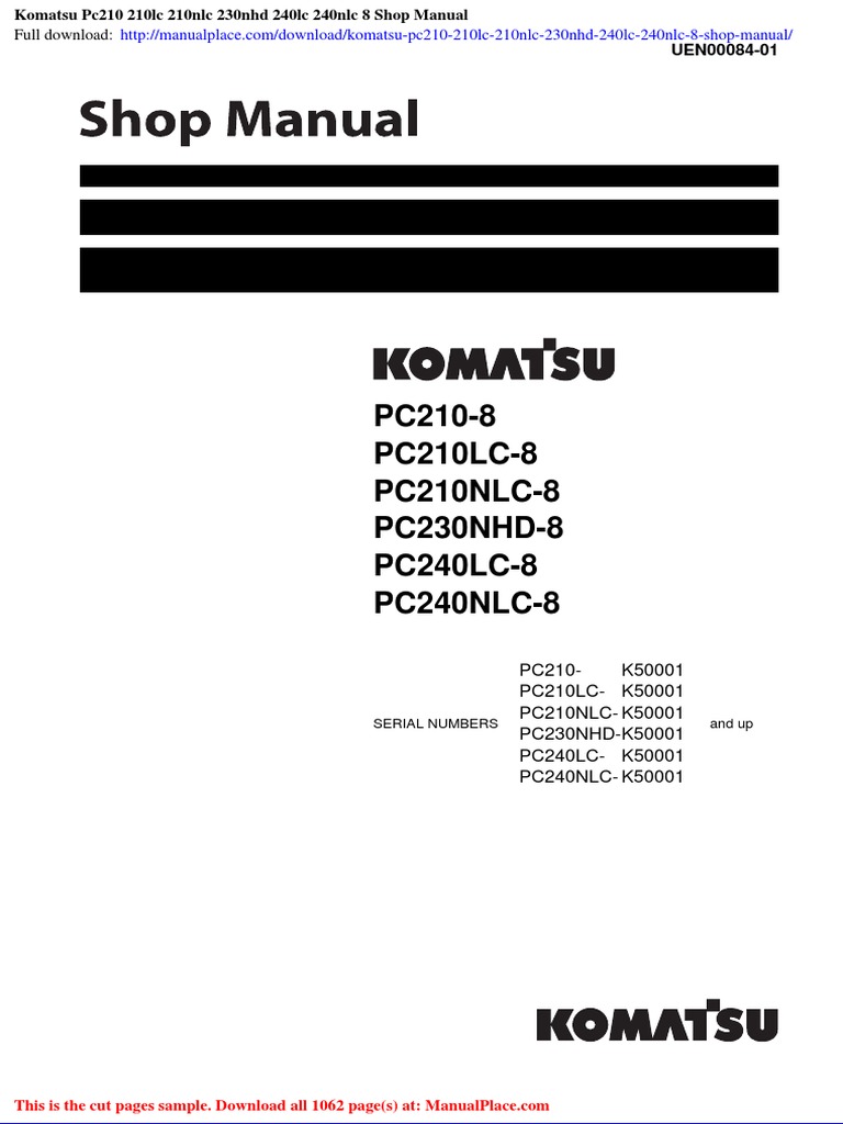 Komatsu PC210-8 Shop Manual Overview | PDF | Technology & Engineering