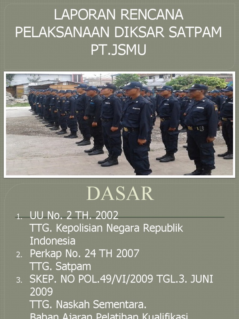 Laporan Rencana Pelaksanaan Diksar Satpam | PDF