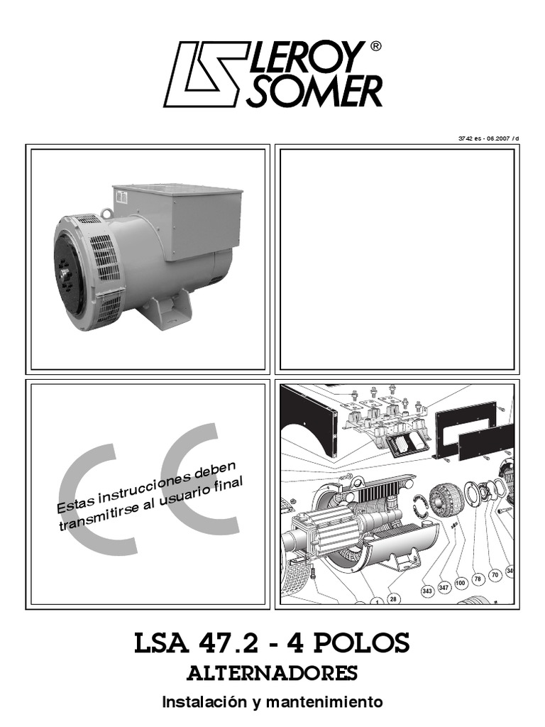 LSA 47.2 - 4 POLOS: Alternadores | PDF | Rodamiento (Mecánico) | Corriente eléctrica