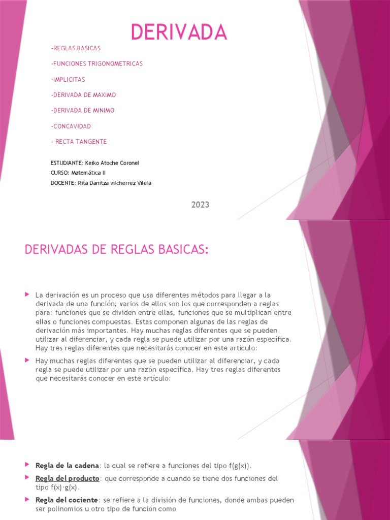 Exposicion Mate Derivadaaaaaa | PDF | Derivado | Tangente