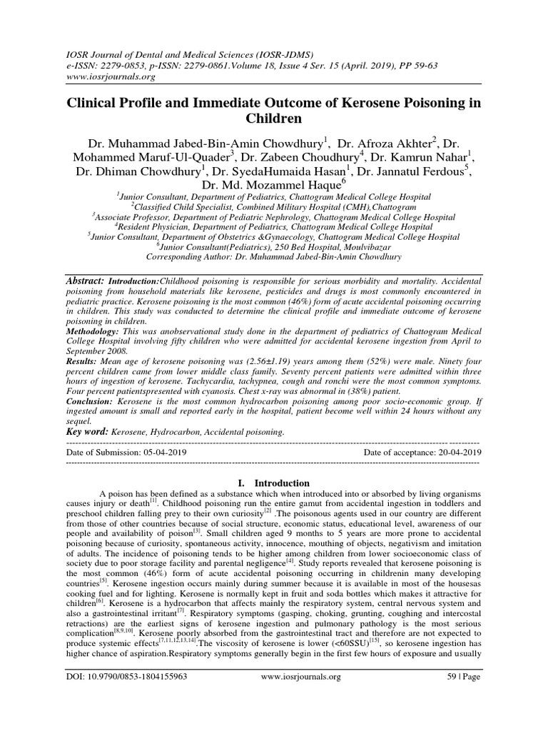 Kerosene Poisoning - IOSR Journal | PDF