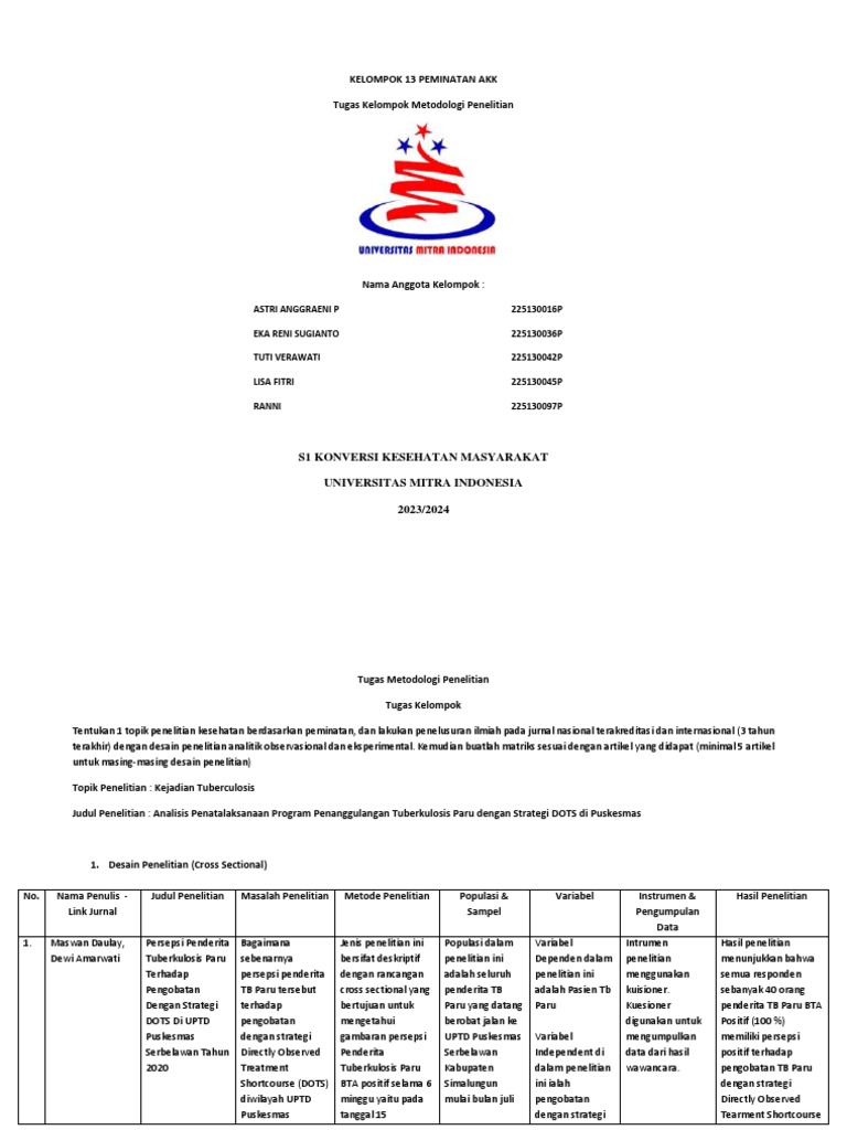 Penelitian Tuberkulosis: Strategi DOTS | PDF | Sains & Matematika