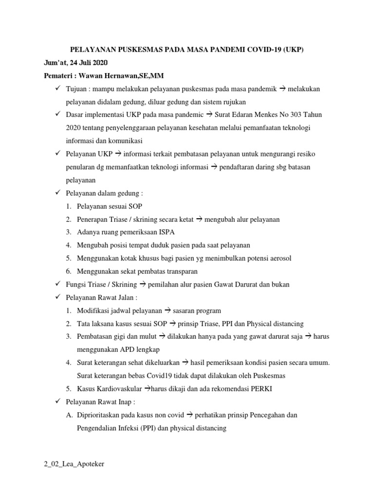 Lea Oktaviani - Tugas Materi Pelayanan Puskesmas Pada Masa Pandemi ...
