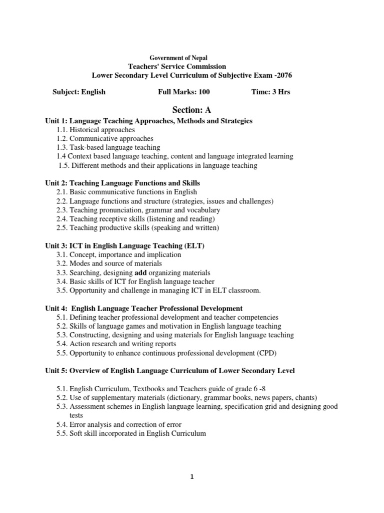 TSC LS Curr Englsih | PDF | Language Education | English Language