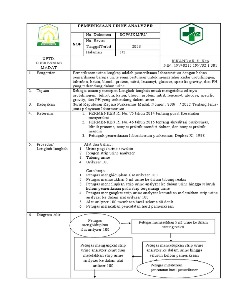 Prosedur Pemeriksaan Urine Analyzer | PDF | Kesehatan Holistik | Sains ...