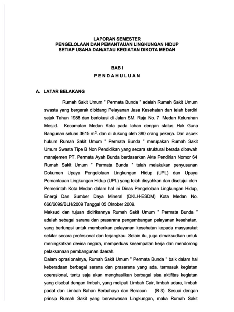 PDF Contoh Laporan Kesling DL | PDF