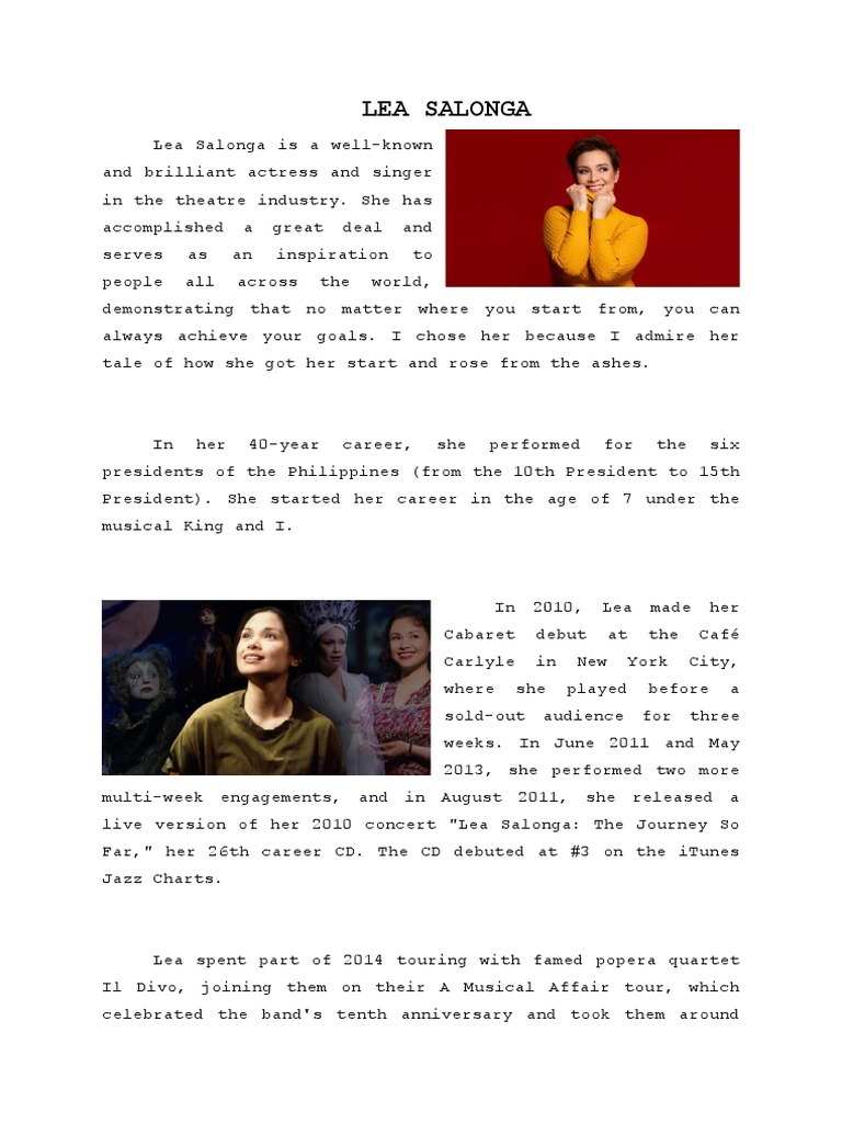 Cpar Lea Salonga | PDF | Performing Arts | Entertainment