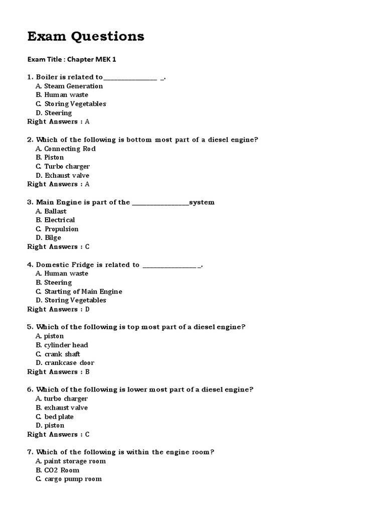 GP Rating MEK Exit Exam | PDF | Internal Combustion Engine | Piston