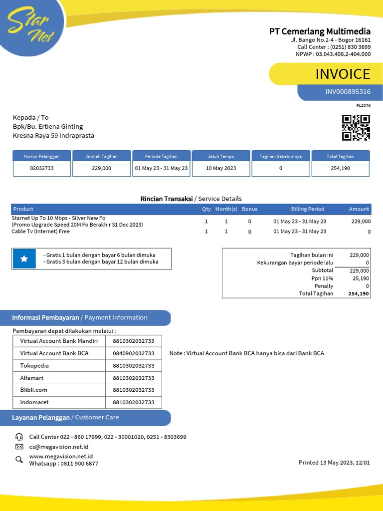 Invoice: PT Cemerlang Multimedia | PDF