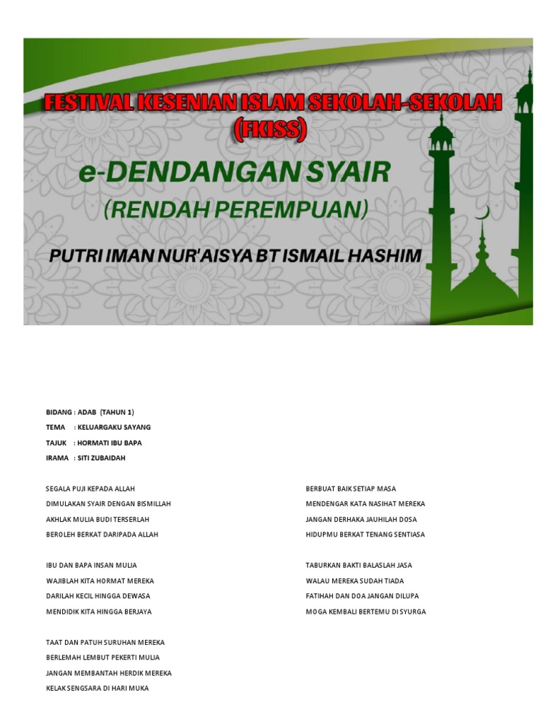 Syair Berbakti kepada Ibu Bapa | PDF | Ilmu Sosial