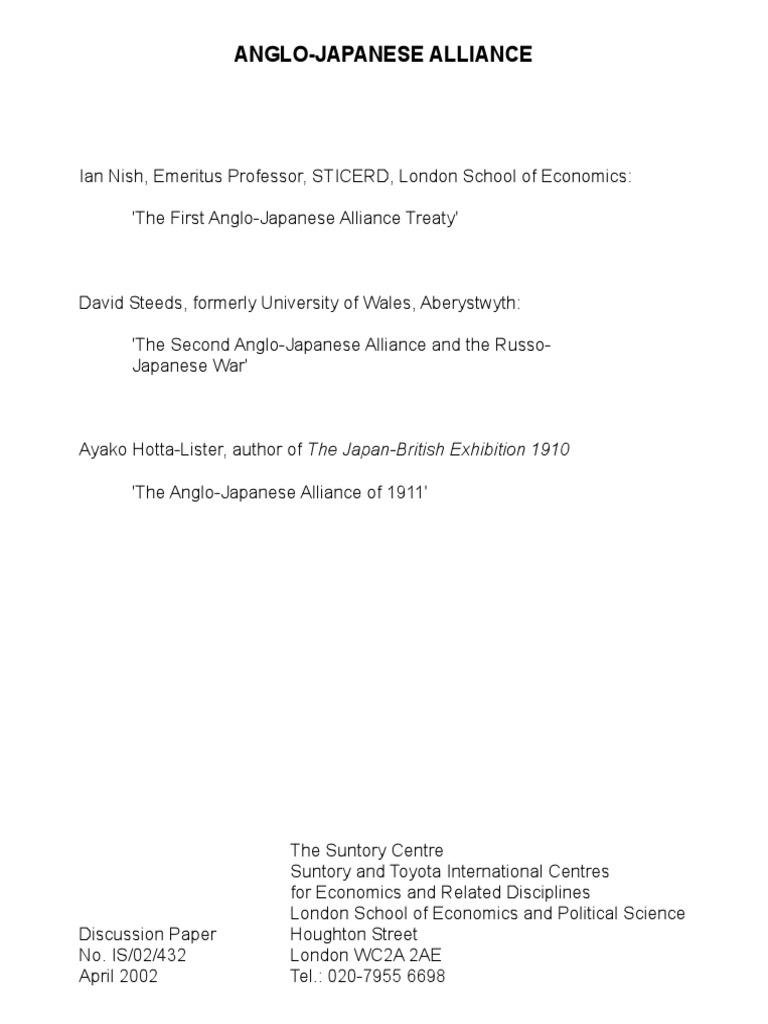Anglo-Japanese Alliance - Ian Nish | Download Free PDF | Empire Of ...