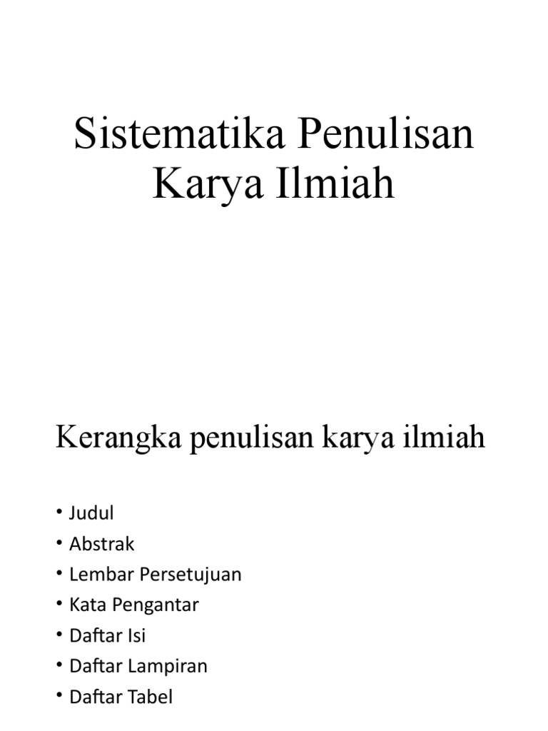 Sistematika Penulisan Karya Ilmiah | PDF