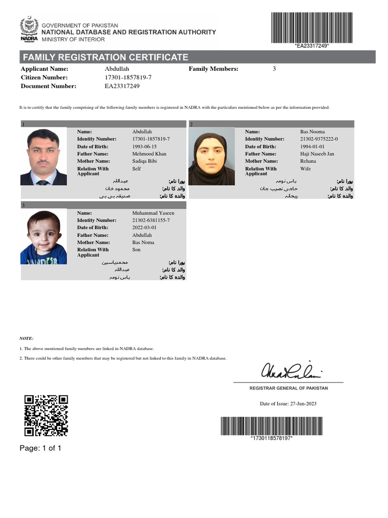 Abdullah 17301-1857819-7 EA23317249 3: Applicant Name: Citizen Number ...