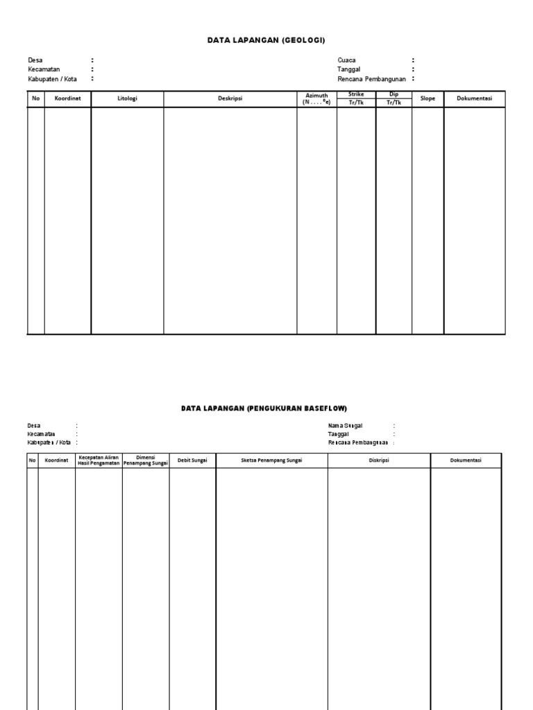 Blangko Data Lapangan | PDF