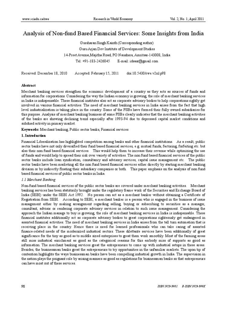 Non-Fund Based Financial Services in India | PDF