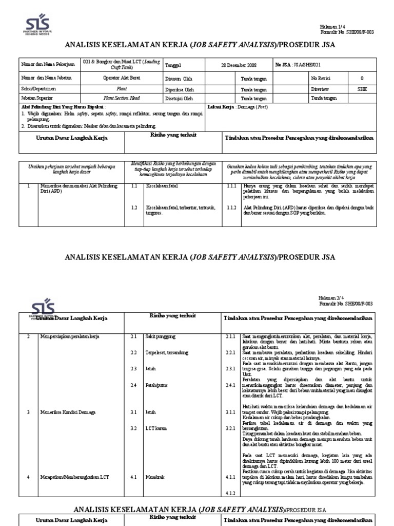 21. JSA Bongkar dan Muat LCT v | PDF