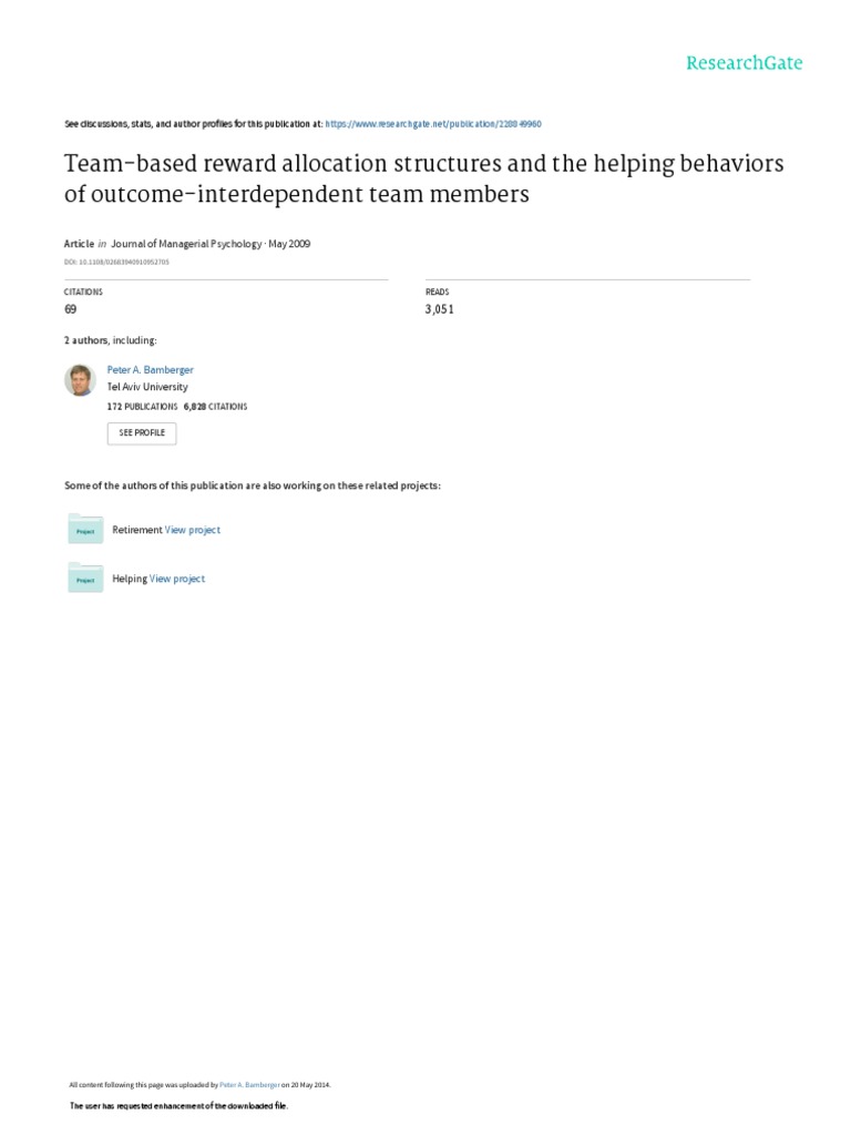 Team-Based Reward Allocation Structures and The Helping Behaviors of ...