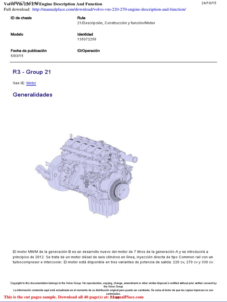 Volvo VM 220 270 Engine Description and Function | PDF | Turbocompresor ...