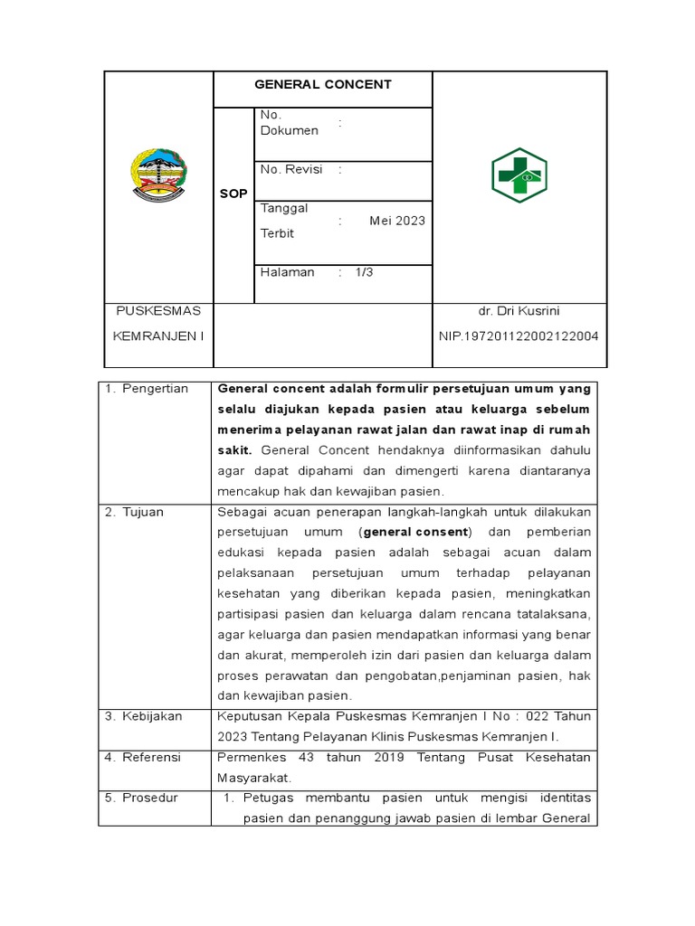 2023 Sop General Concent | PDF