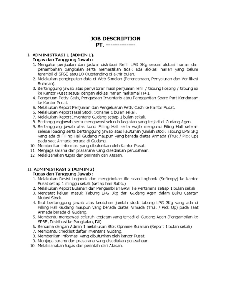 Job Description PT (Rev-Fin) | PDF