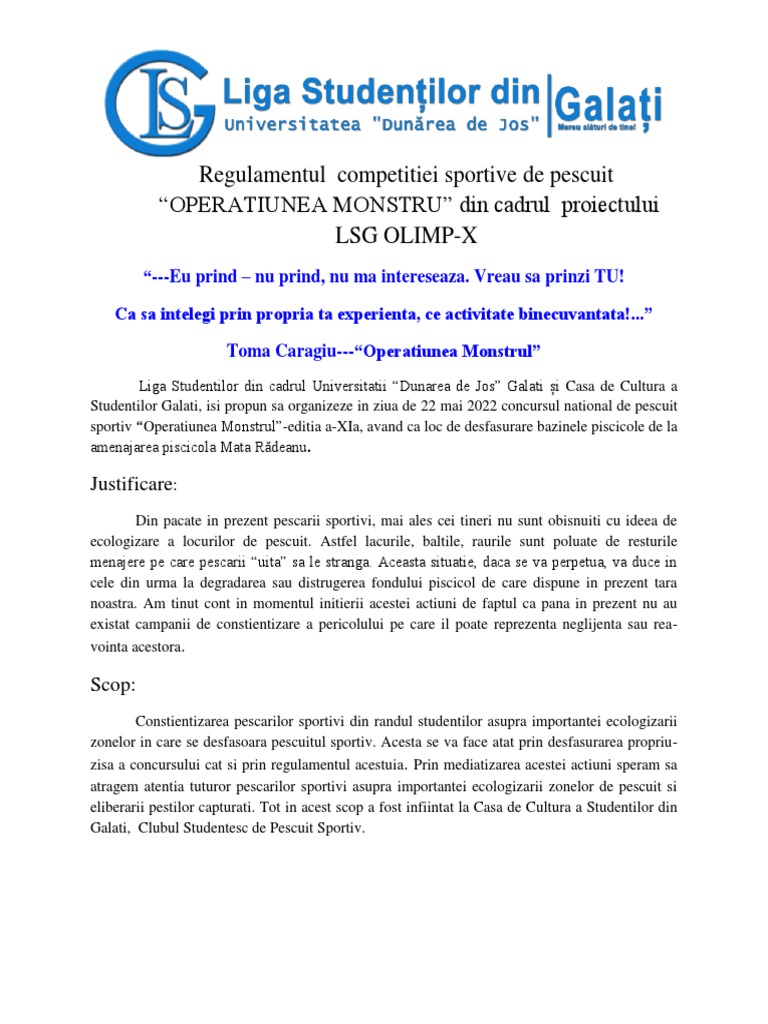 Regulament Operatiunea Monstru | PDF