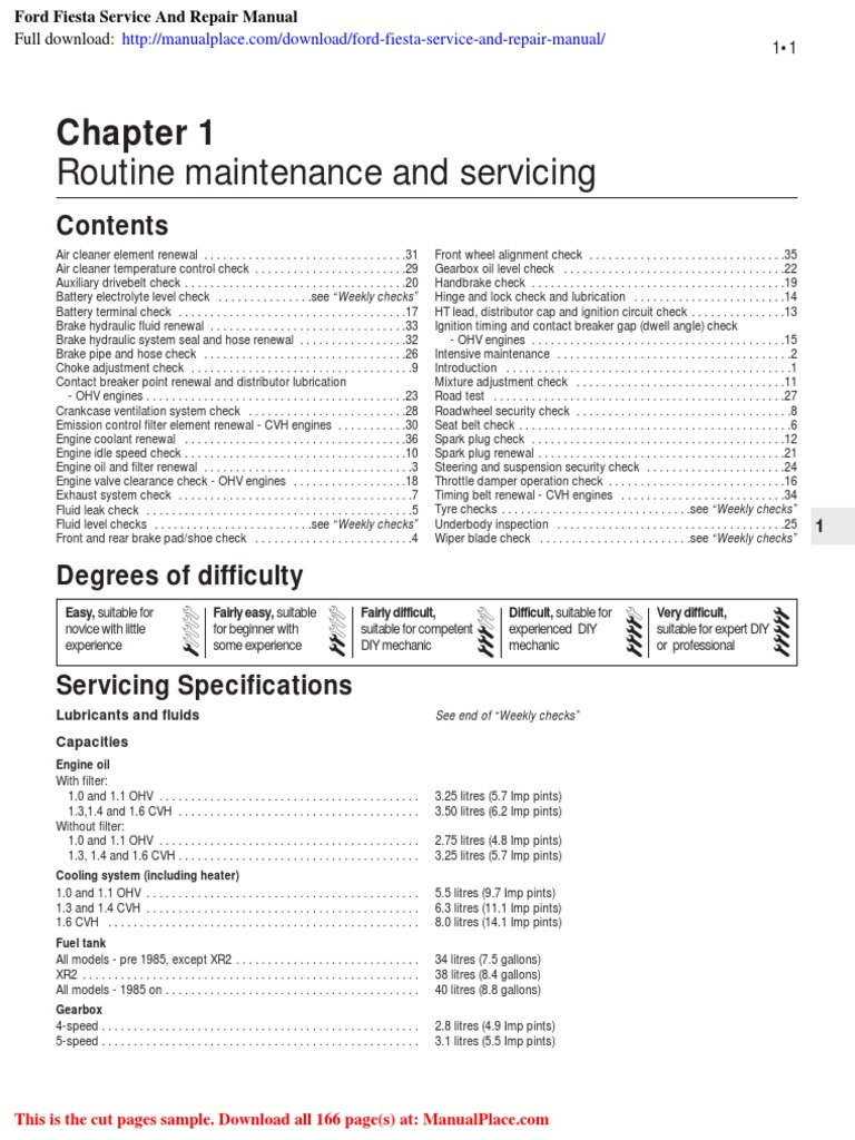 Ford Fiesta Service and Repair Manual | PDF | Technology & Engineering
