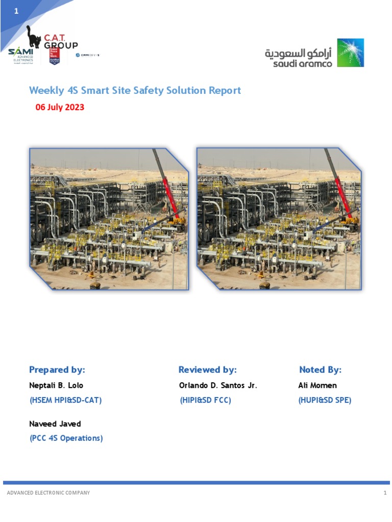 CAT-HUPISD Weekly PCC - 4S Smart Site Safety Solution Report - 06 July 2023 Rev.01 | PDF | Fuel ...