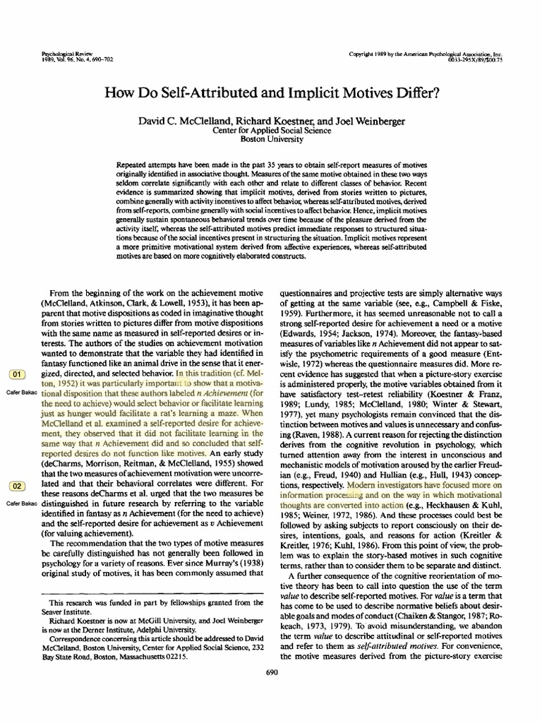 McClelland, Koestner, Weinberger - 1989 - How Do Self-Attributed and ...