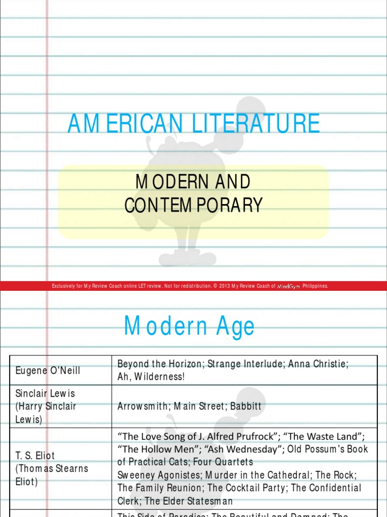 English Major - American Literature Modern and Contemporary | PDF | T ...