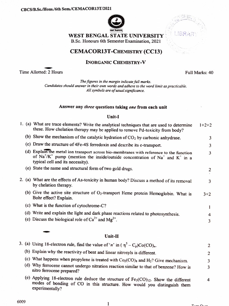 Chemistry Sem6 CC13 2021 | PDF