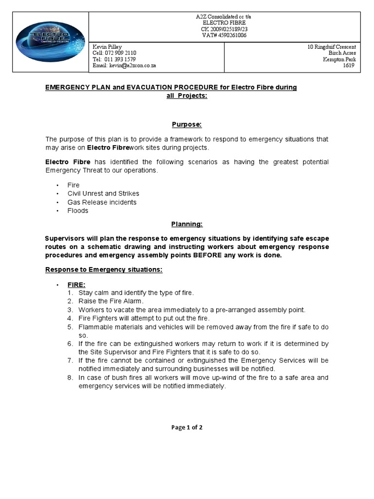 Emergency Evacuation Plan | PDF | Emergency | Firefighter