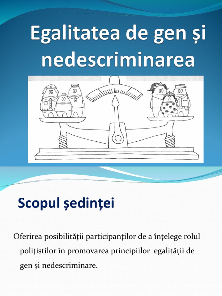 Egalitatea de Gen Si Nedescriminarea | PDF