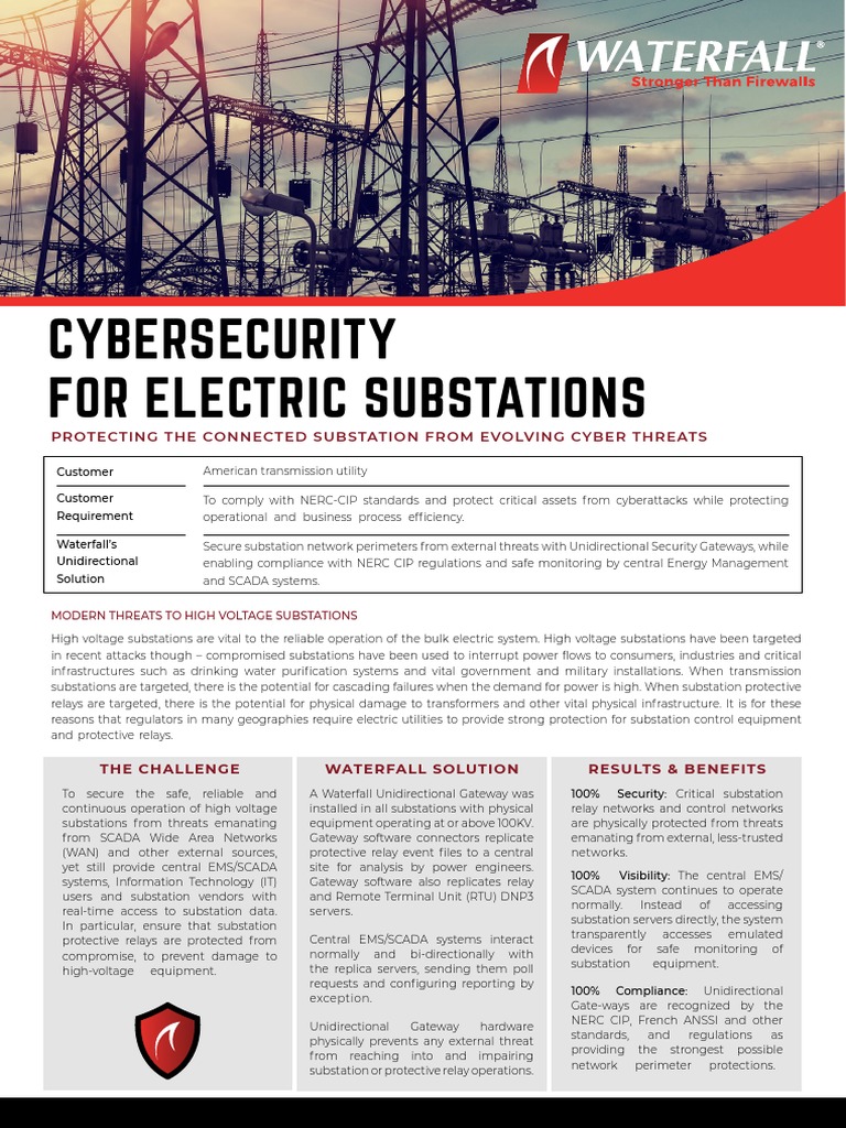 4waterfall Cybersecurity For Electric Substations Use Case Pdf