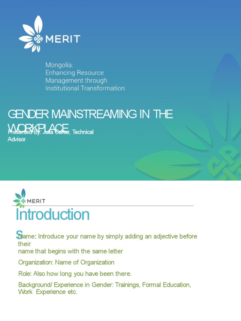 Gender Mainstreaming in the Workplace | PDF | Gender | Gender Studies