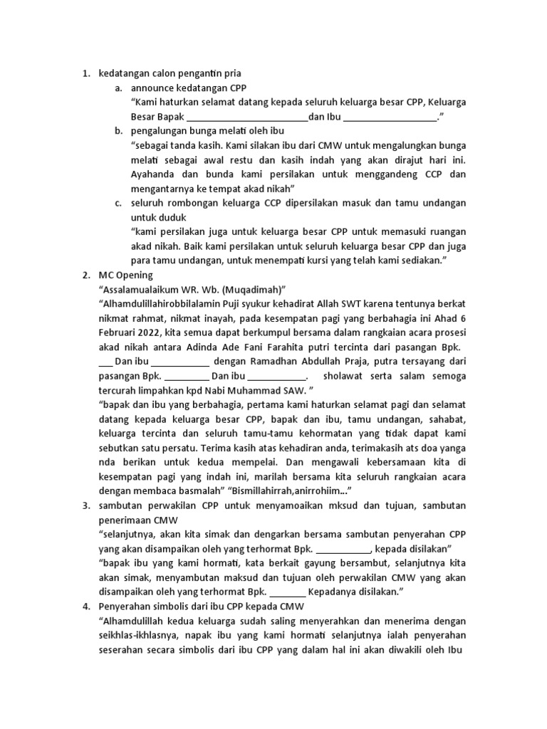 Naskah MC Akad Nikah | PDF