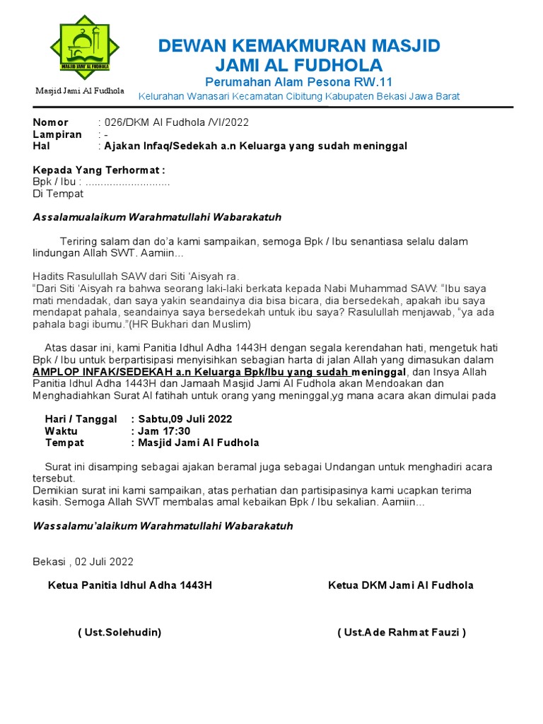 Permohonan Menjadi Khotib Dan Imam | PDF