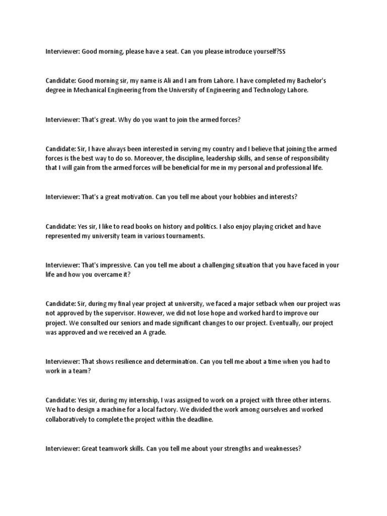 Issb Interview Script | PDF | Leadership | Professional Skills