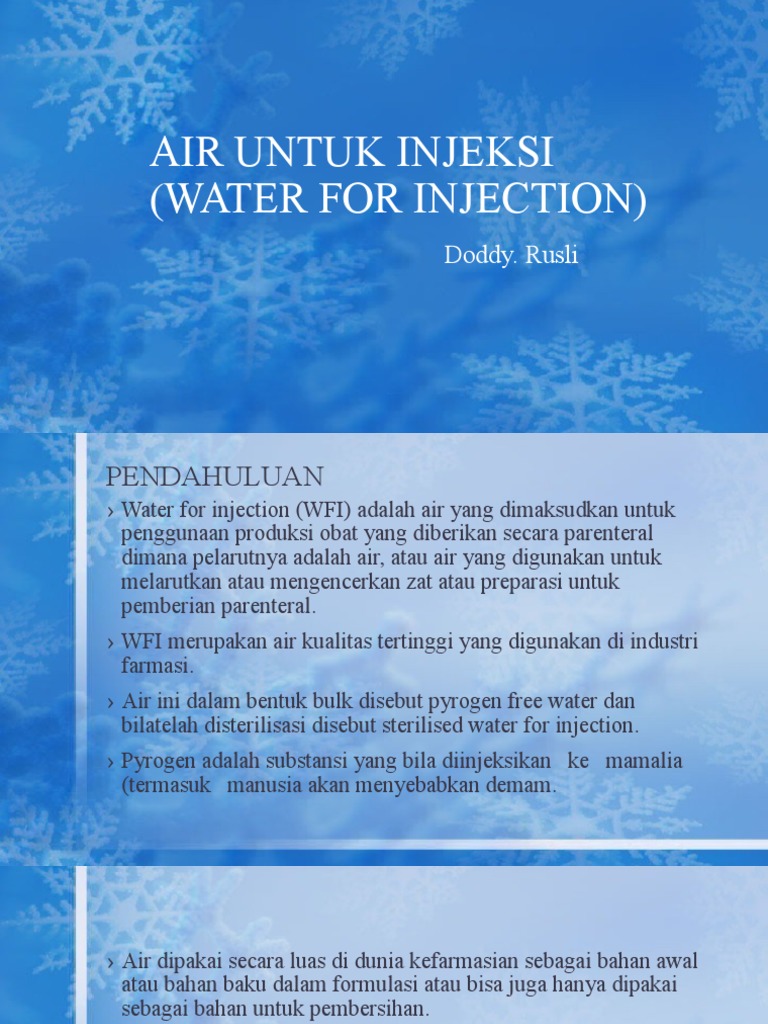Kualitas dan Penggunaan Water for Injection | PDF