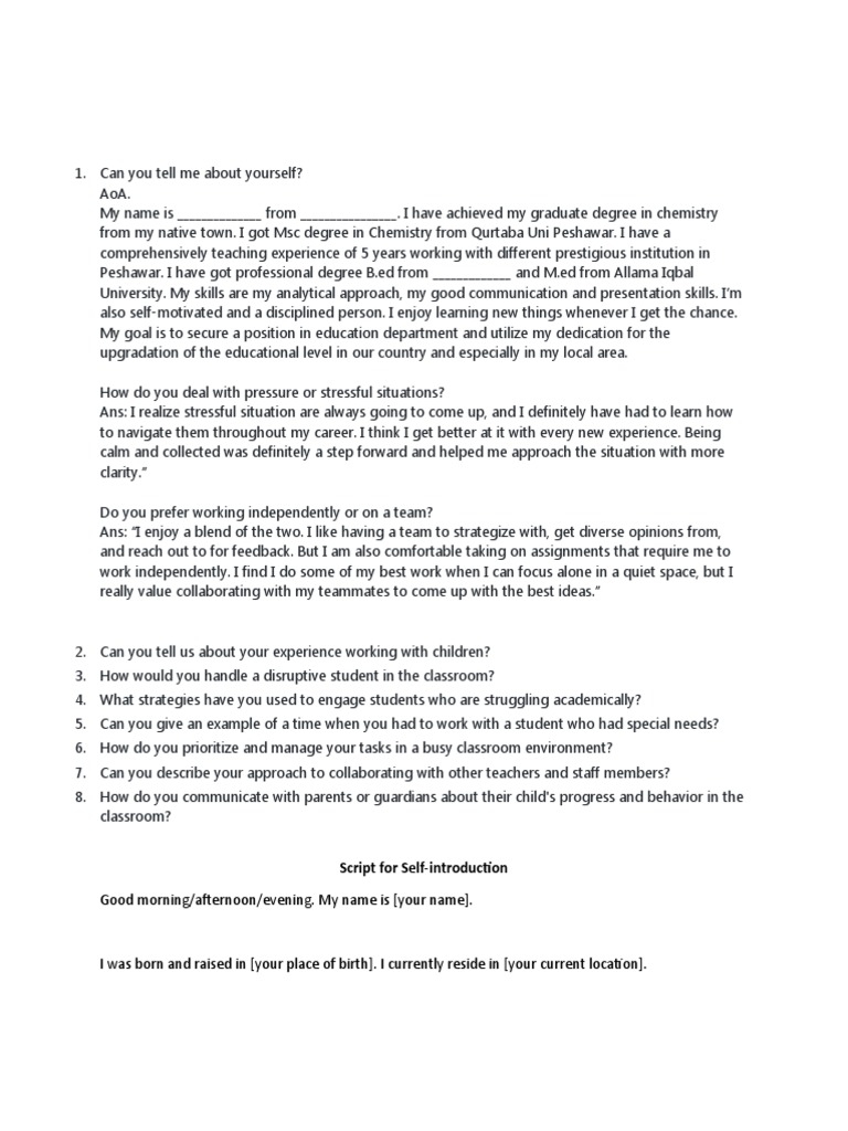 Interview Script | PDF | Psychological Concepts | Psychology