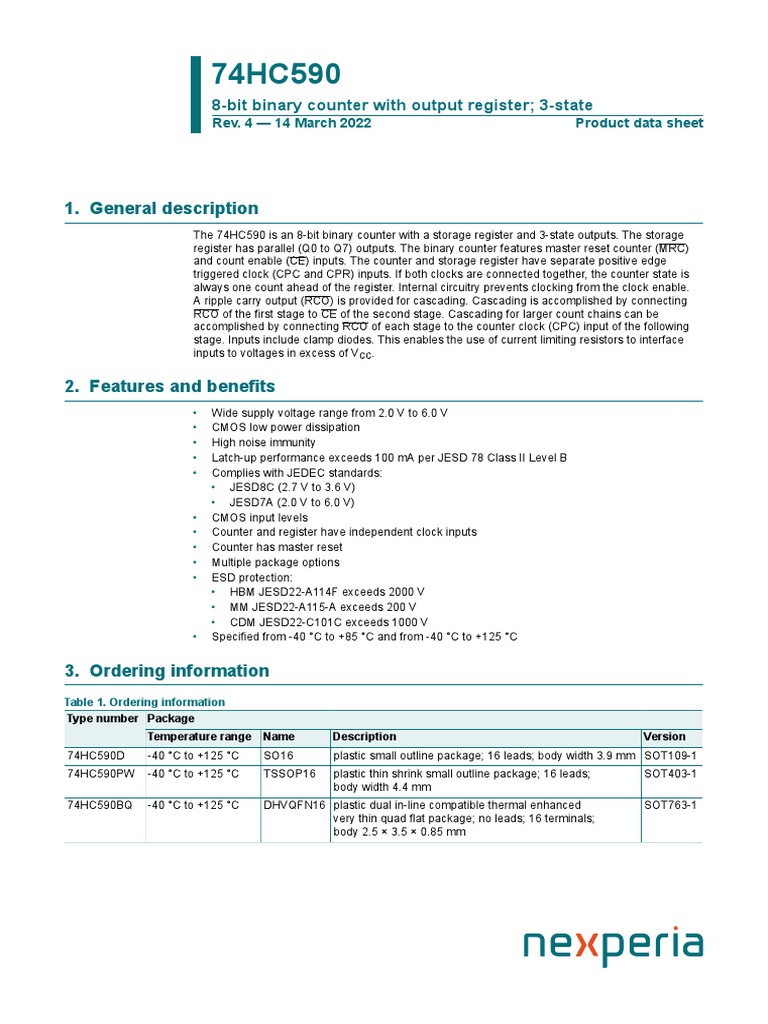74HC590 | PDF | Cmos | Electrical Circuits