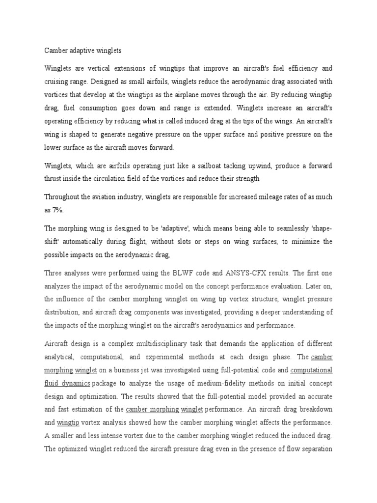 Camber Adaptive Winglets | PDF