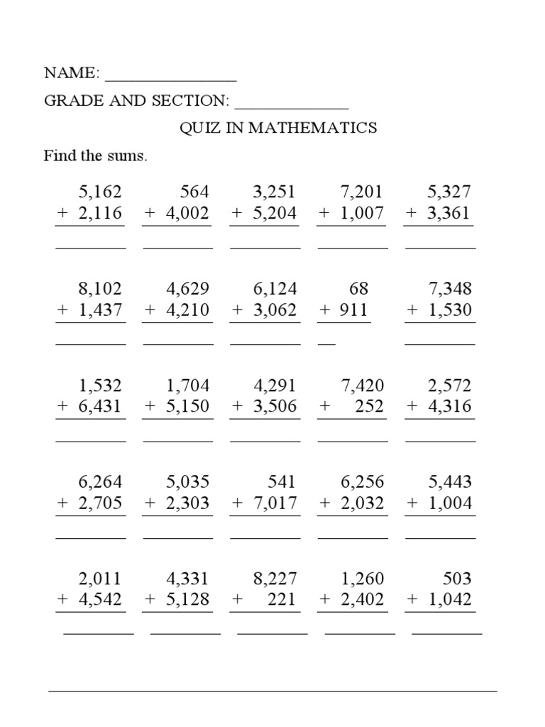 Grade 3 Quiz | PDF