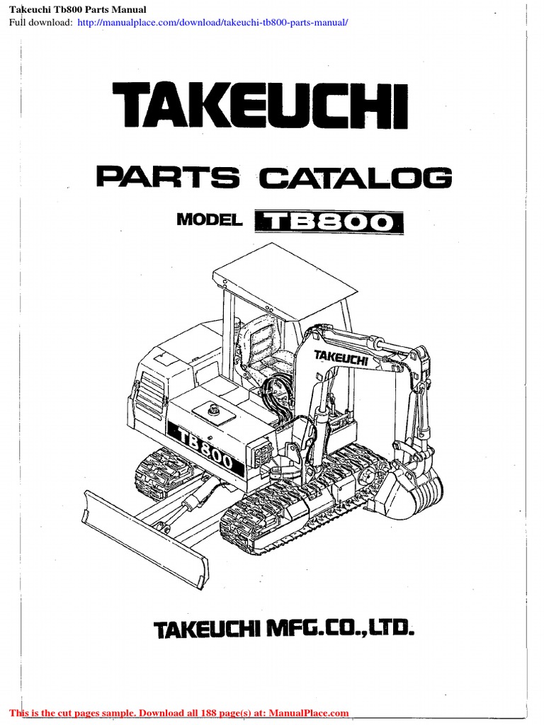 Takeuchi TB800 Parts Manual Download | PDF | Home & Garden